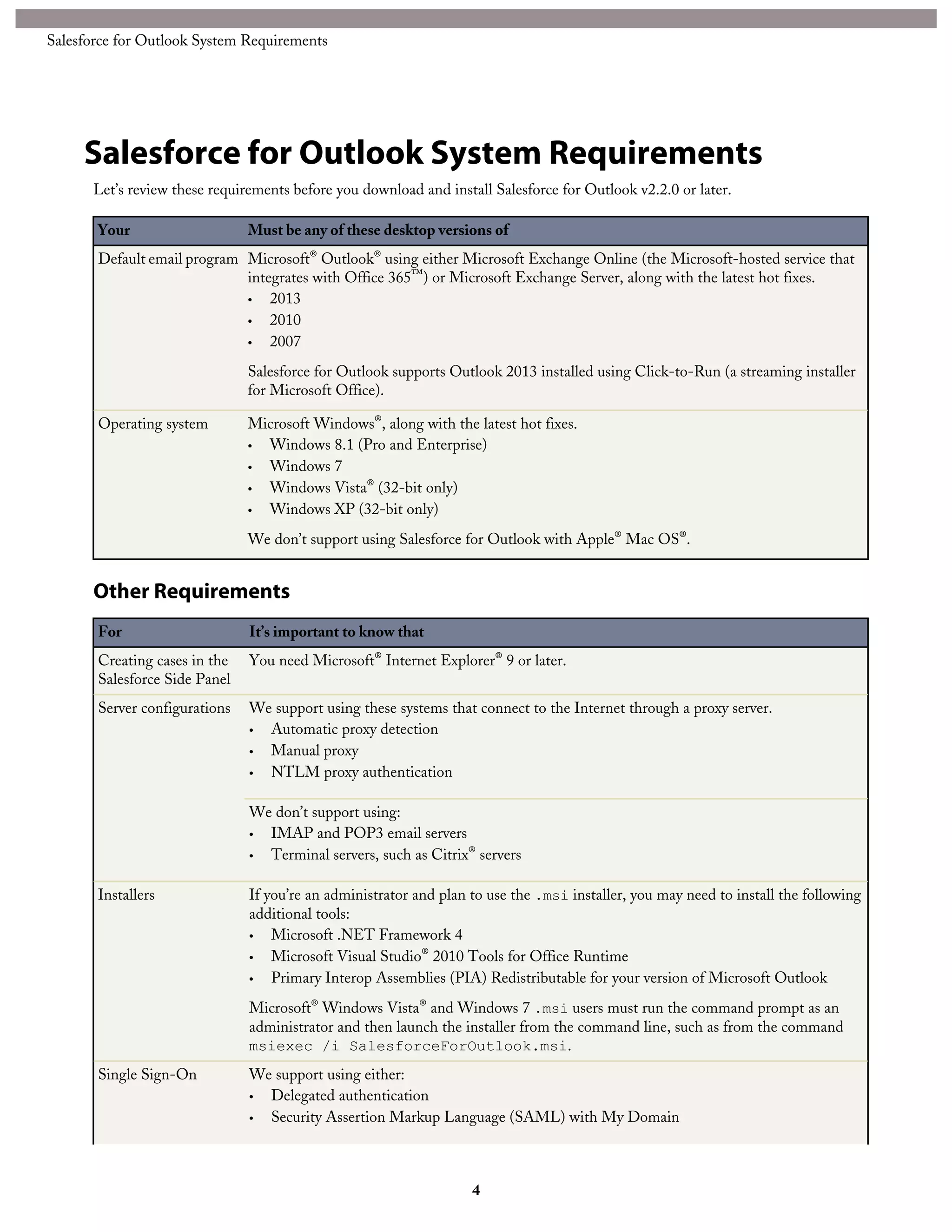 Salesforce Integration | Outlook Sync Guide | PDF