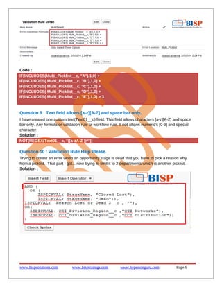 Salesforce interview preparation toolkit formula and validation rules in sales force | PDF