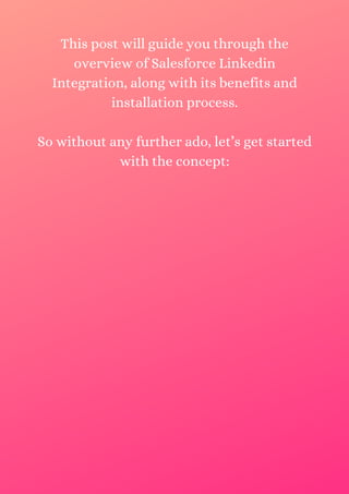 Salesforce linked in integration a quick guide in 2021 (1) | PDF