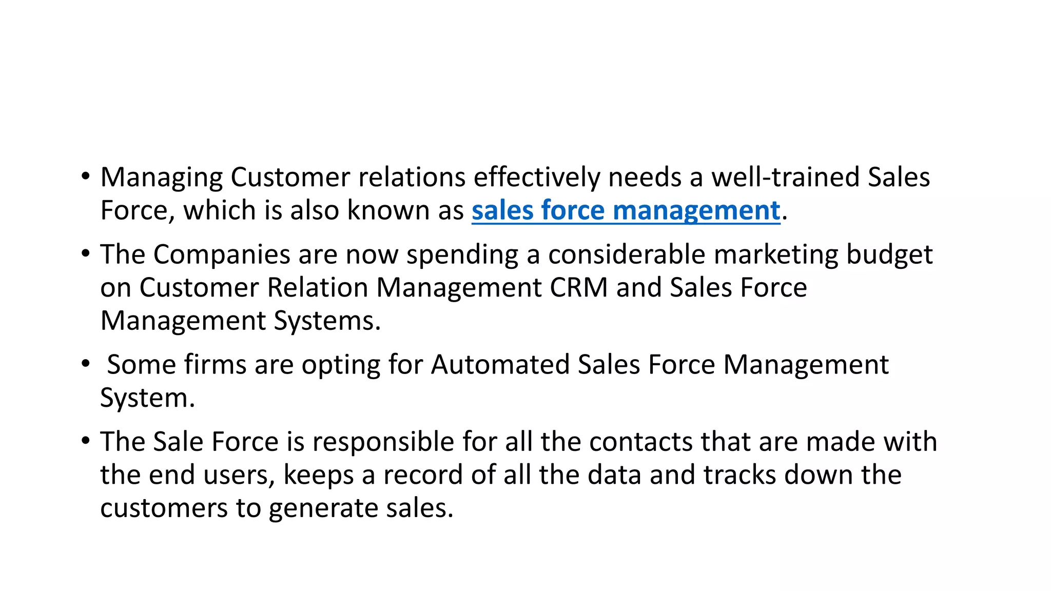 Sales force management | PPT