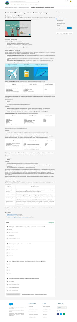 Salesforce Manufacturing Industry Basics | PDF