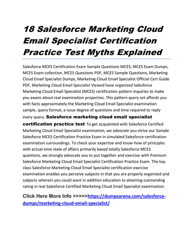 Salesforce Marketing Cloud Email Specialist Certification Practice Testpdf