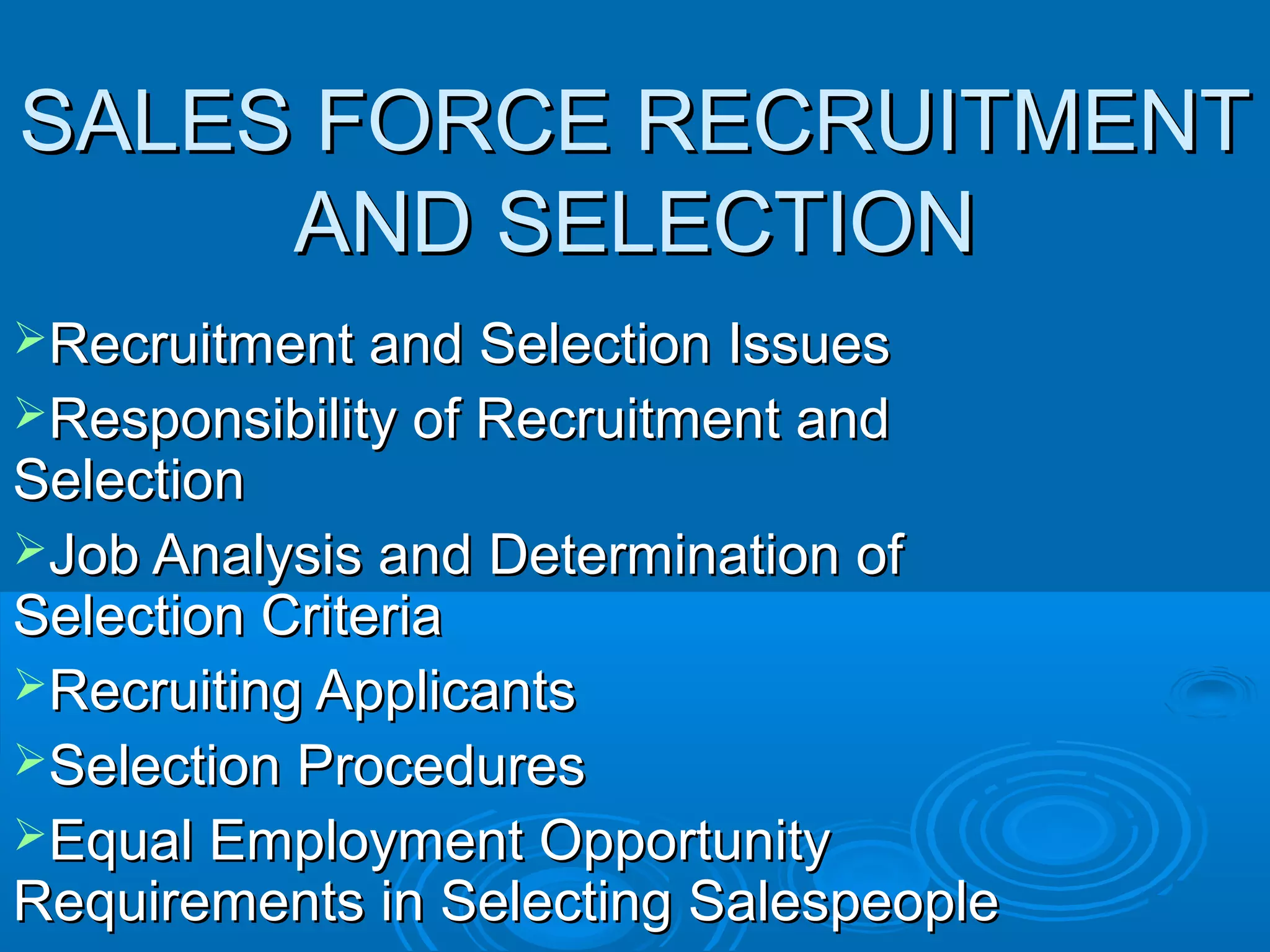 Sales force recruitment and selection (1) | PPT