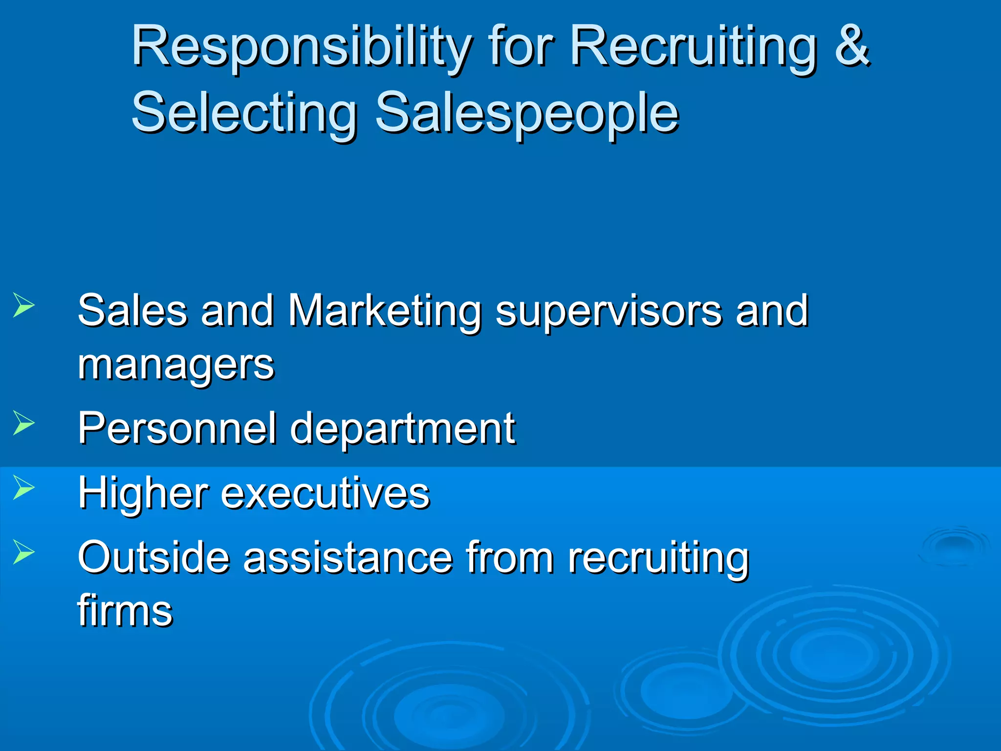 Sales force recruitment and selection (1) | PPT