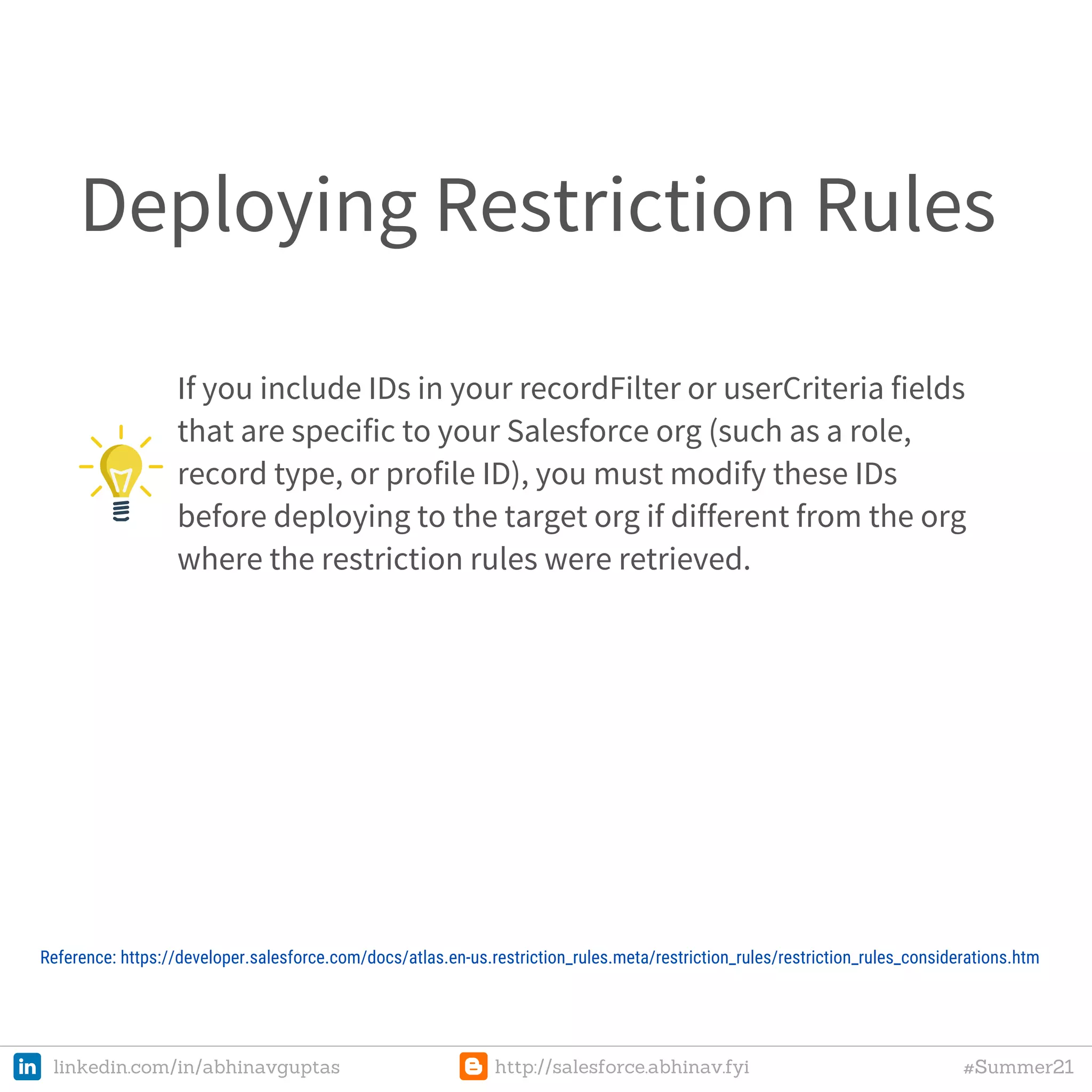 Salesforce restriction rules