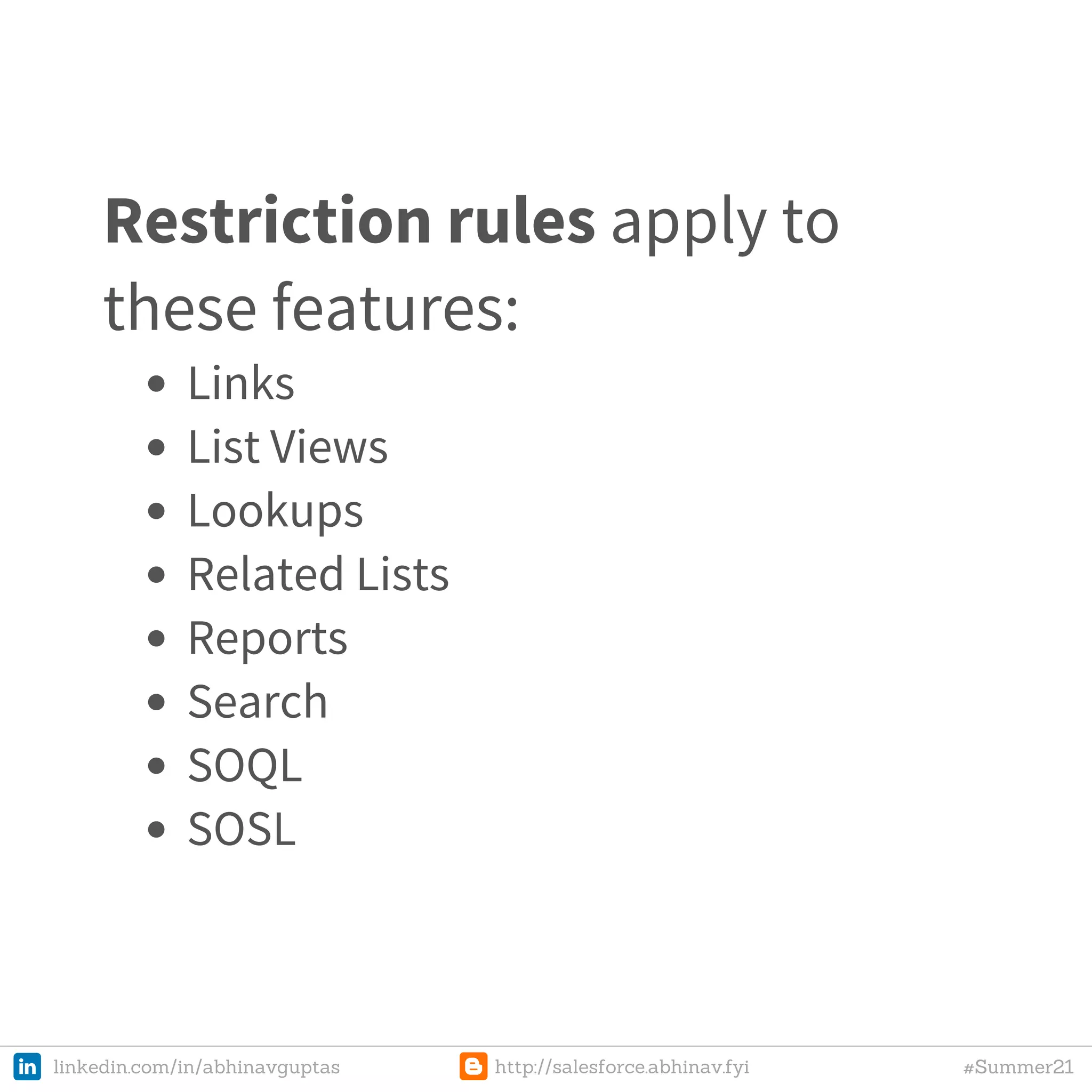 Salesforce restriction rules