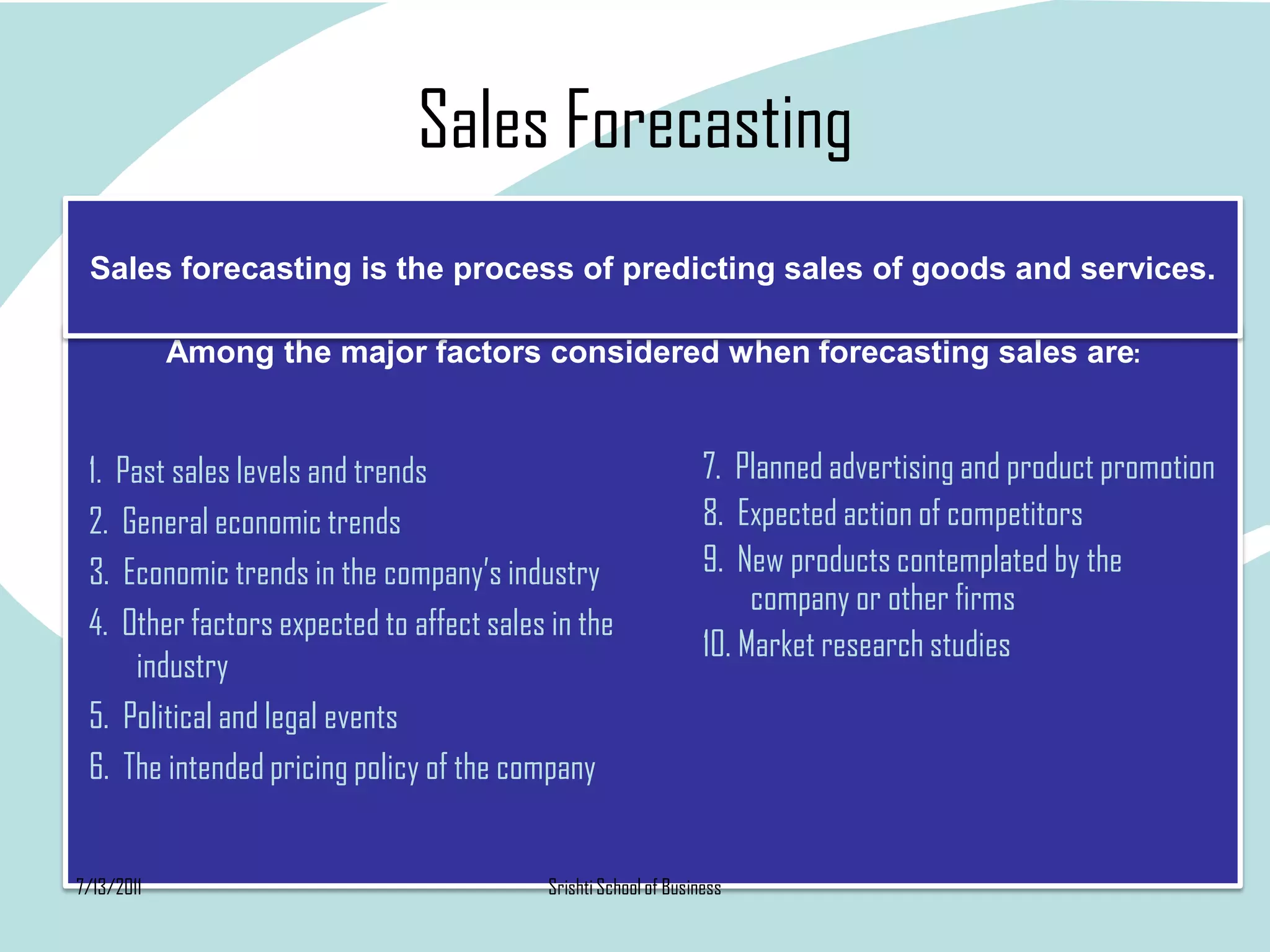 Sales forecasting | PPTX