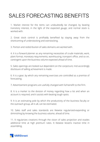 Sales Forecasting : Definition, benefits, and process. | PDF