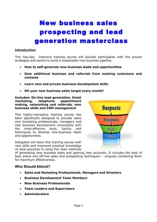 Sales lead generation and new business prospecting full outline 1a ...