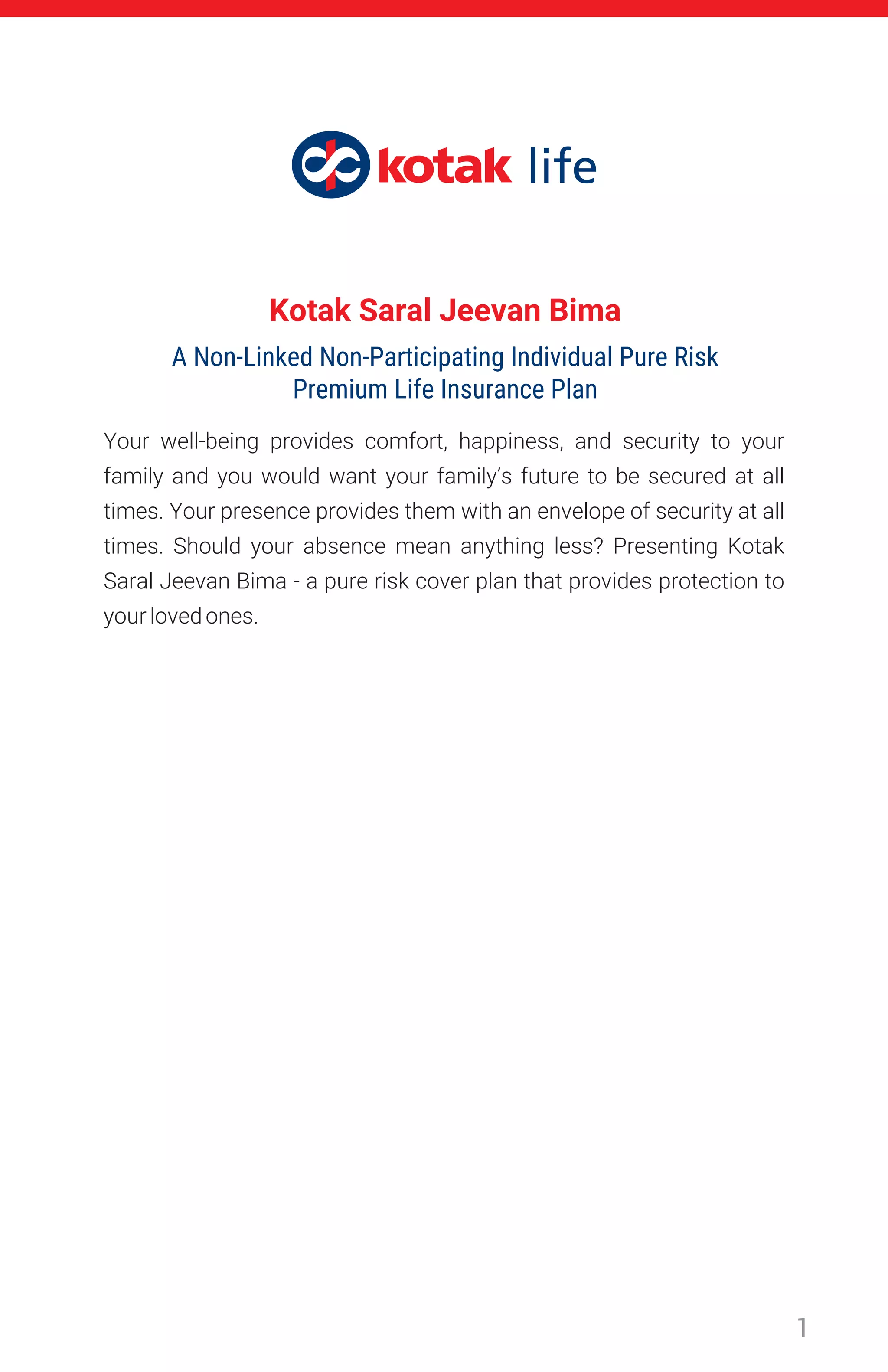 E-Brochure For Kotak Saral Jeevan Bima - Kotak Life | PDF