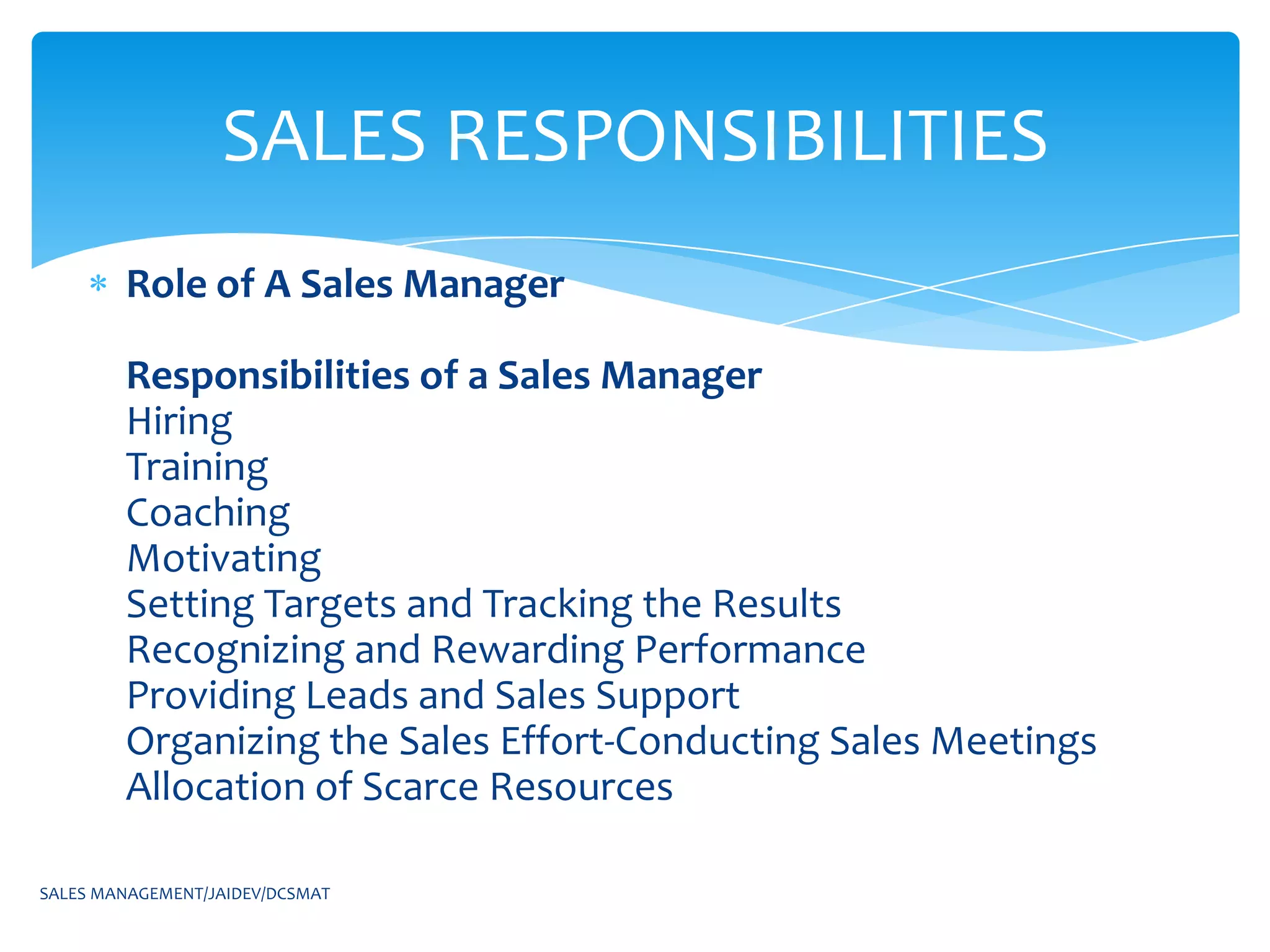 Sales management | PPTX