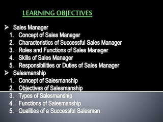 Sales Manager and Salesmanship | PPTX