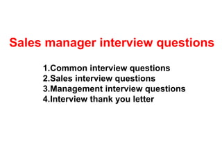 Sales manager interview questions | PPT