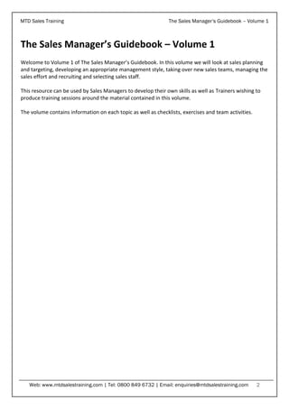 Sales Manager’s Guidebook Volume 1 - Sales Planning & Target Setting | PDF