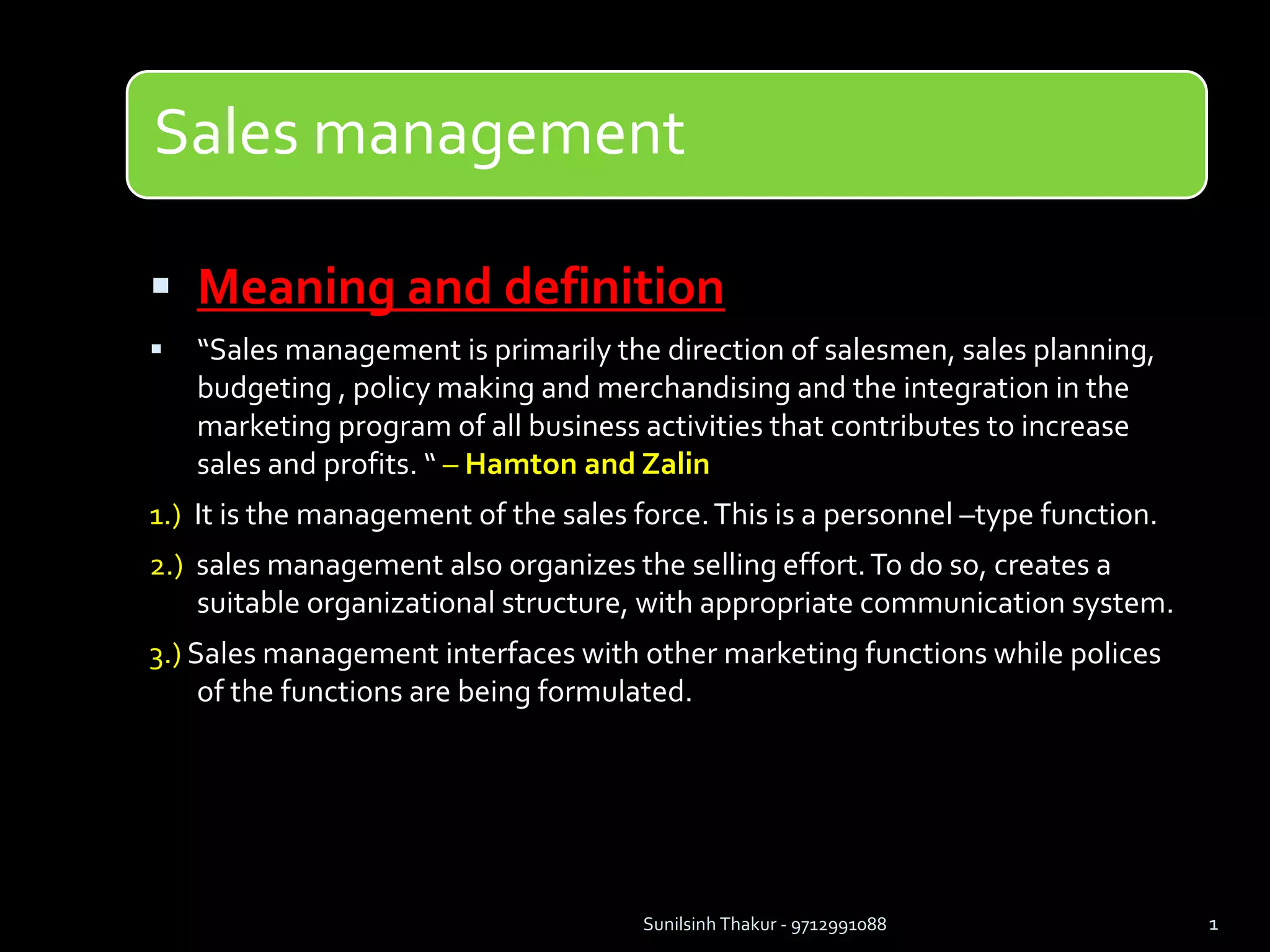 Sales & Distribution Management GTU MBA | PPTX