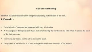 Salesmanship - Meaning and it's types ppt | PPTX
