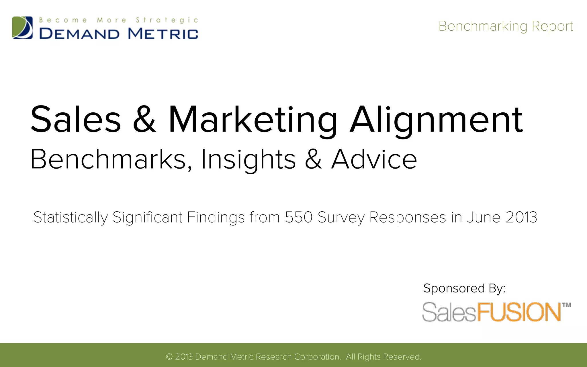 Sales & Marketing Alignment Benchmarking Report Summary | PPT