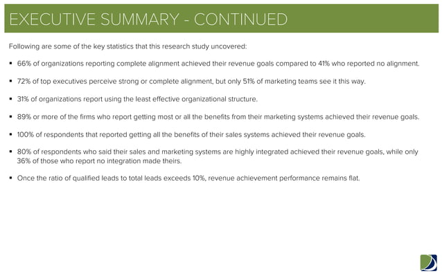 Sales & Marketing Alignment Benchmarking Report Summary | PPT