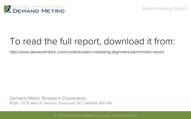 Sales & Marketing Alignment Benchmarking Report Summary | PPT