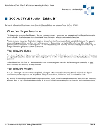 Sales multi rater social style & enhanced versatility profile | PDF