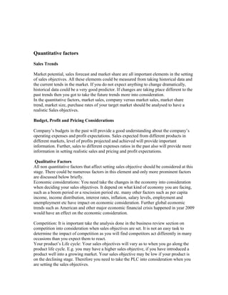 Sales objectives and sales forecasting | DOC