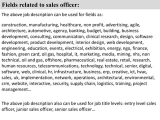 Sales officer job description | PPTX