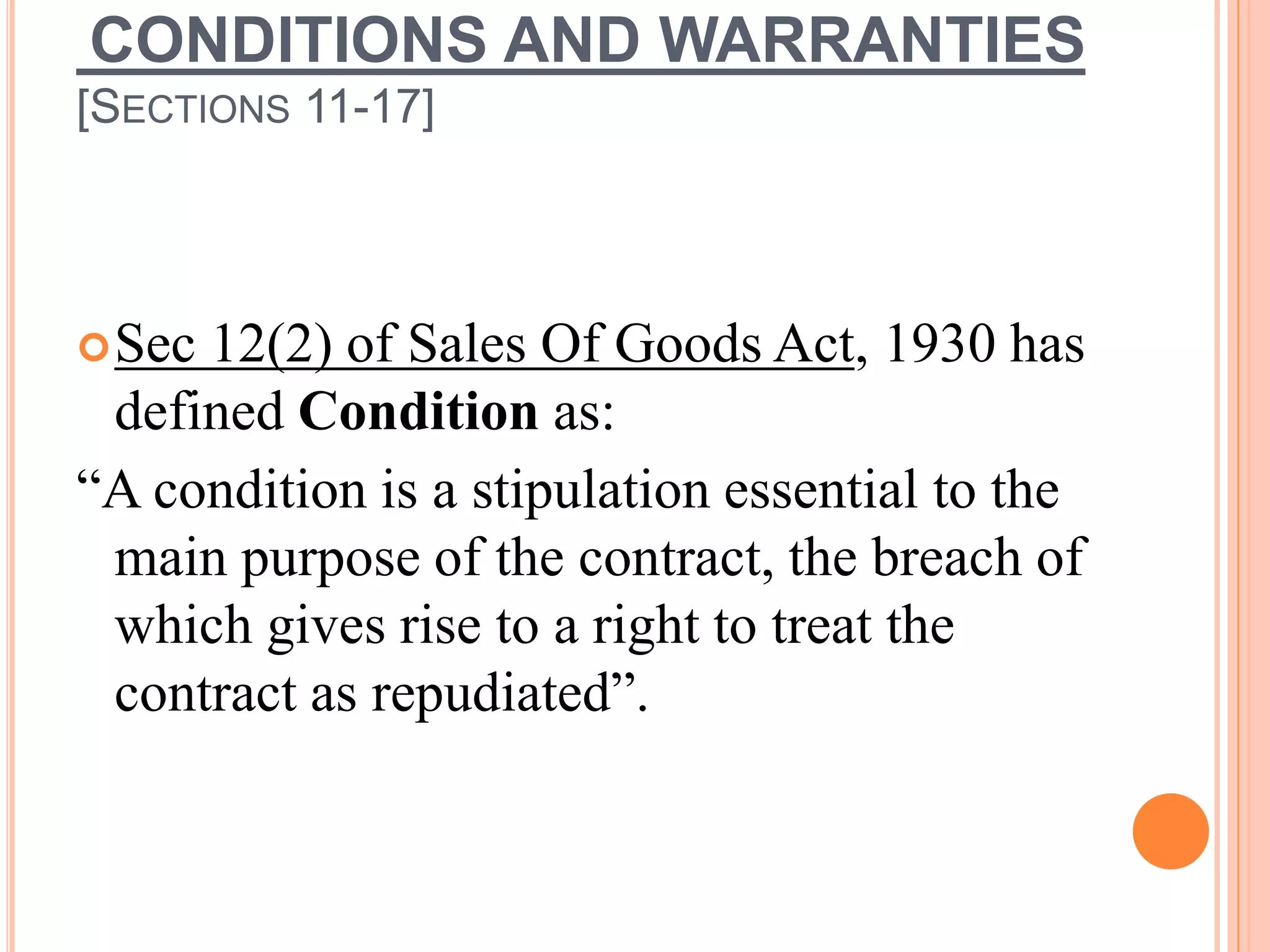 Sales of goods act 1930 | PPTX