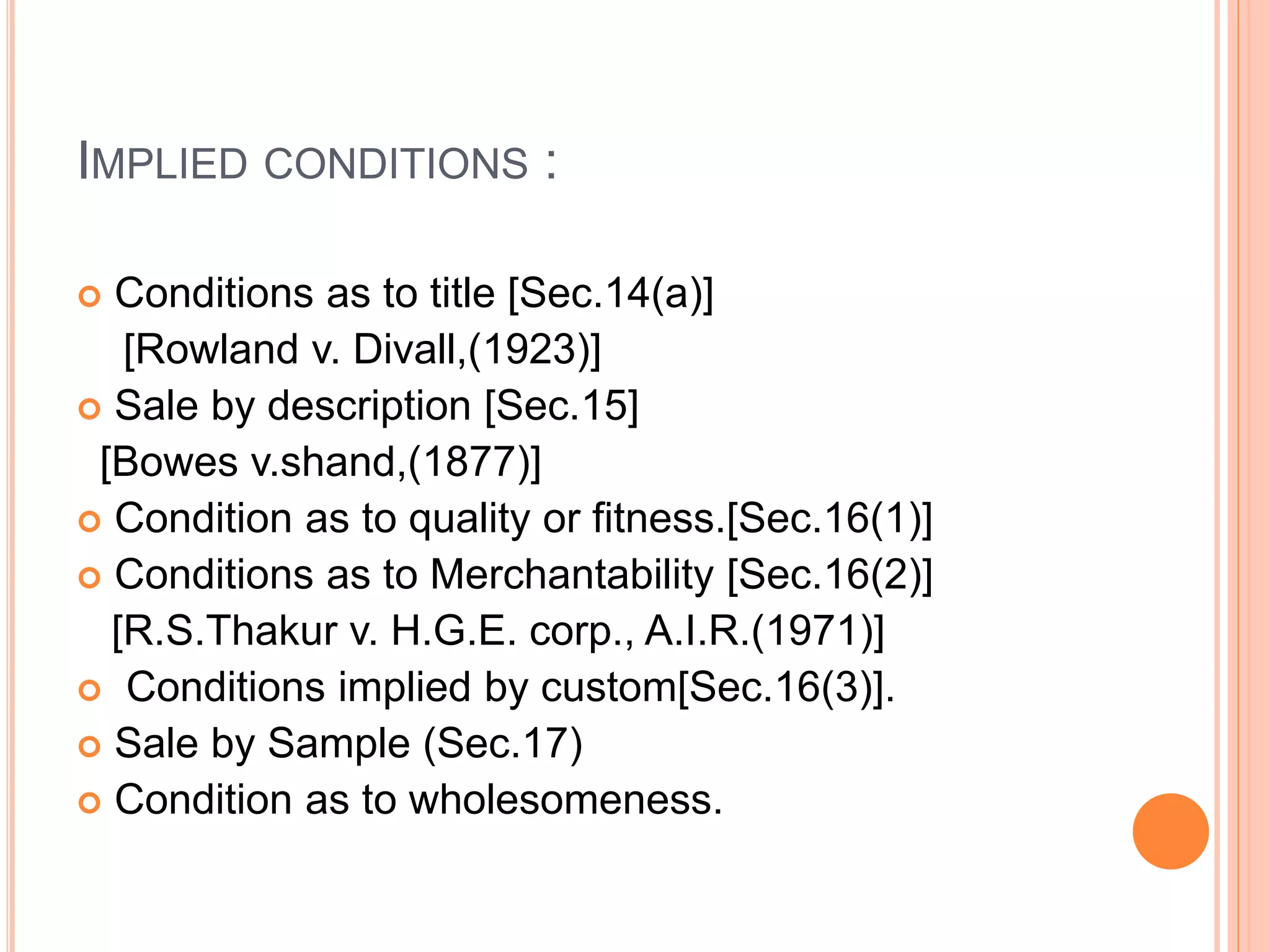Sales of goods act 1930 | PPTX
