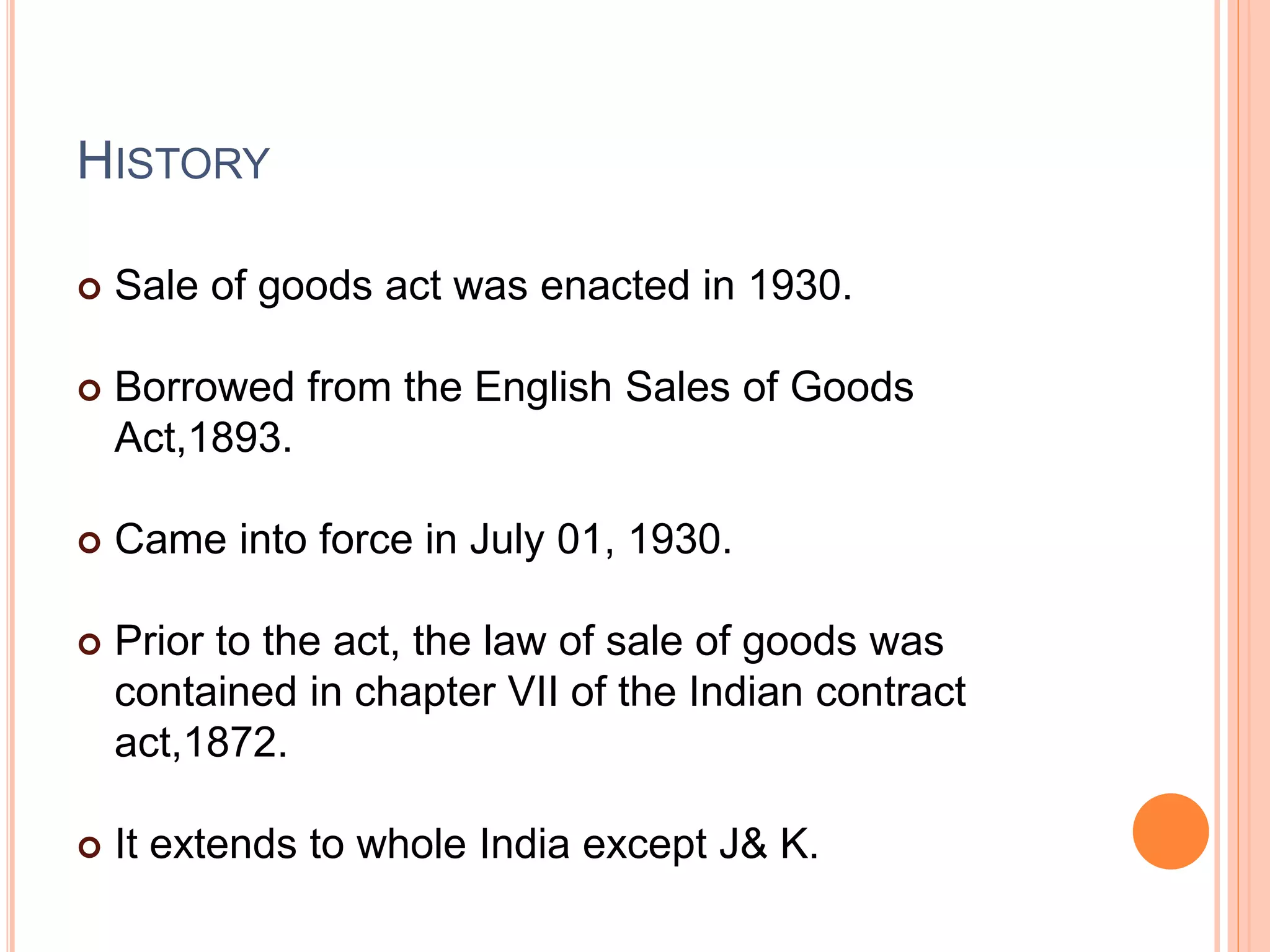 Sales of goods act 1930 | PPTX