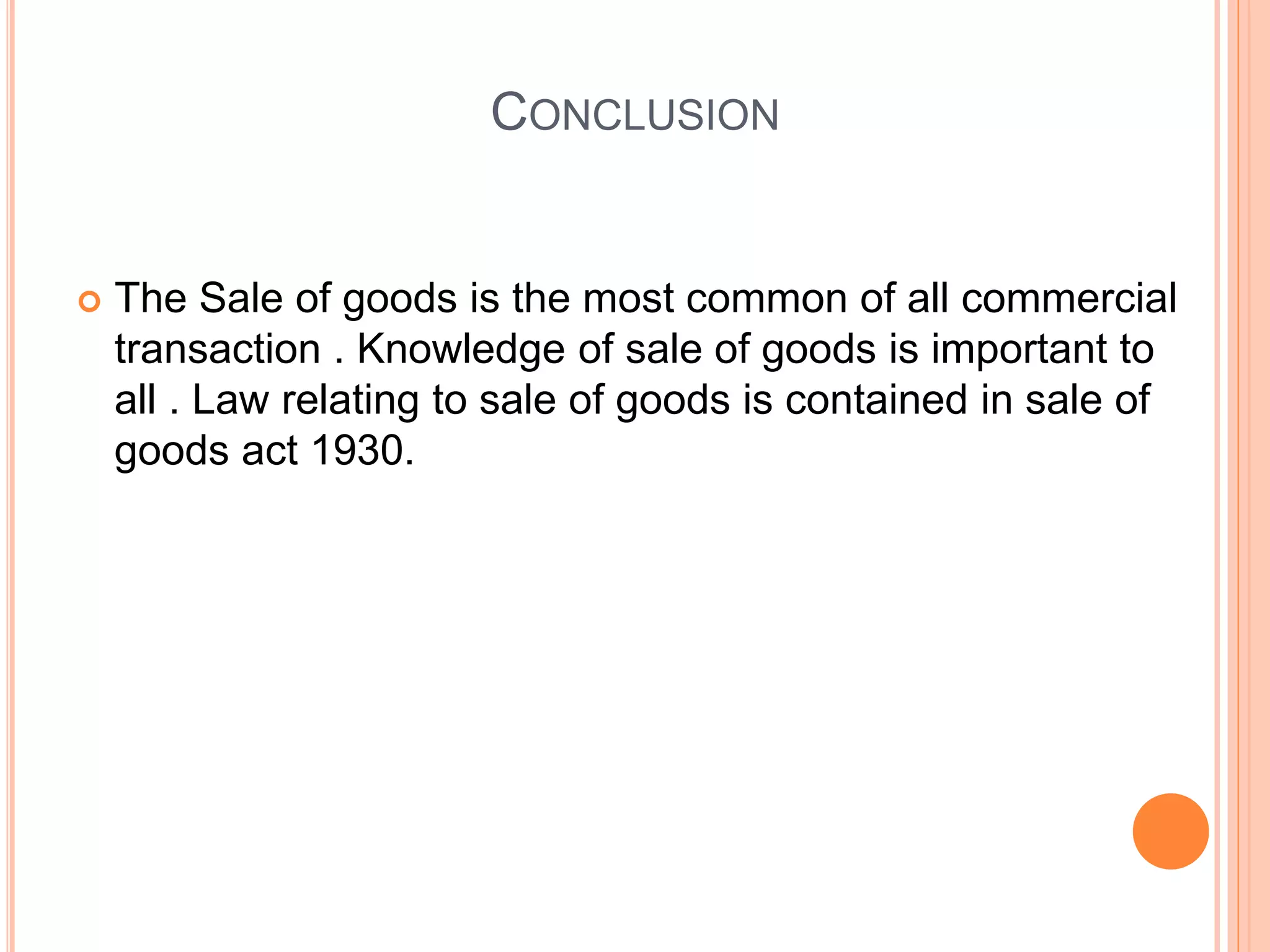 Sales of goods act 1930 | PPTX
