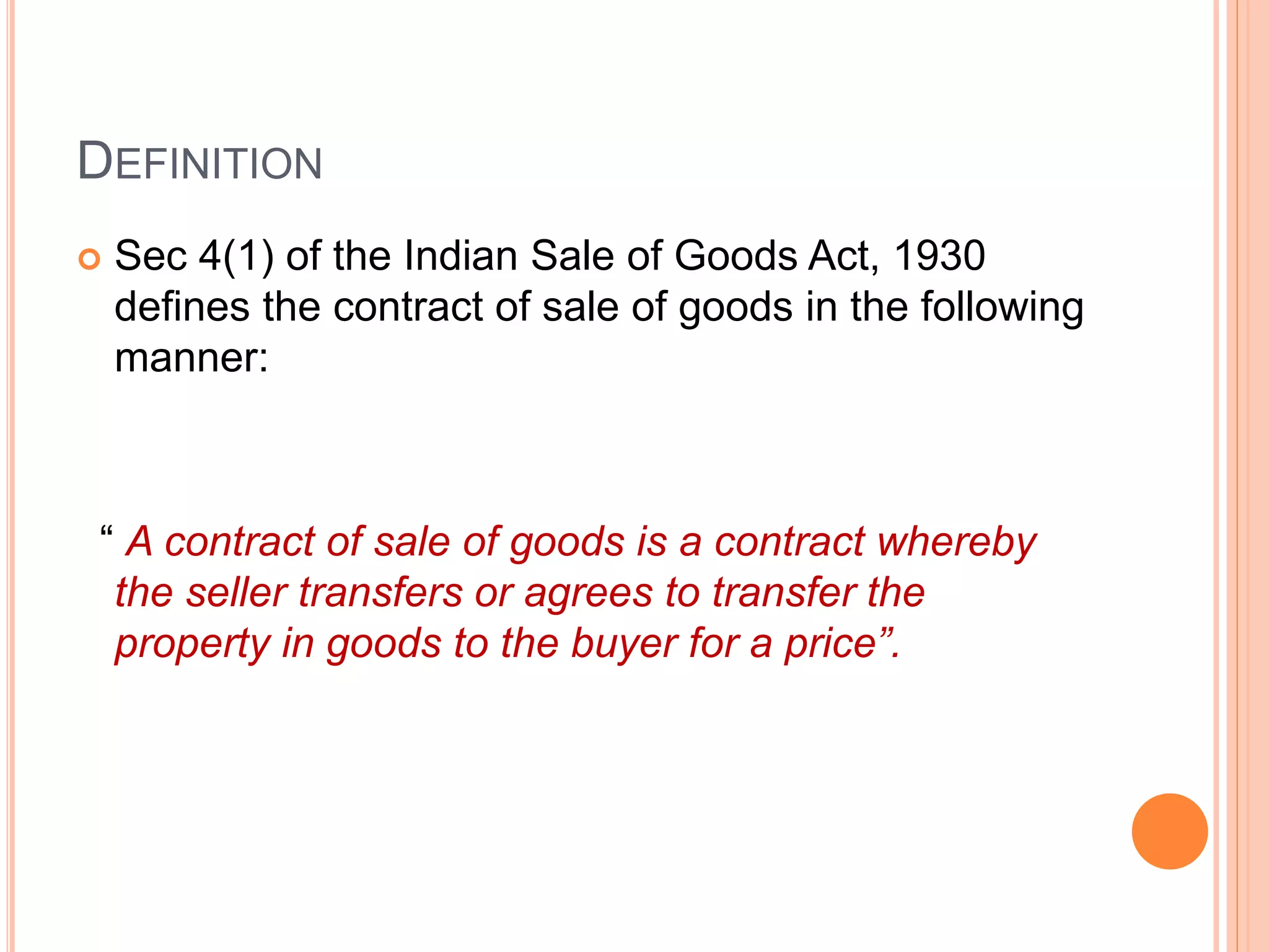 Sales of goods act 1930 | PPTX