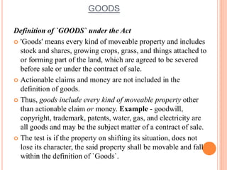 Sales of goods act 1930 | PPTX