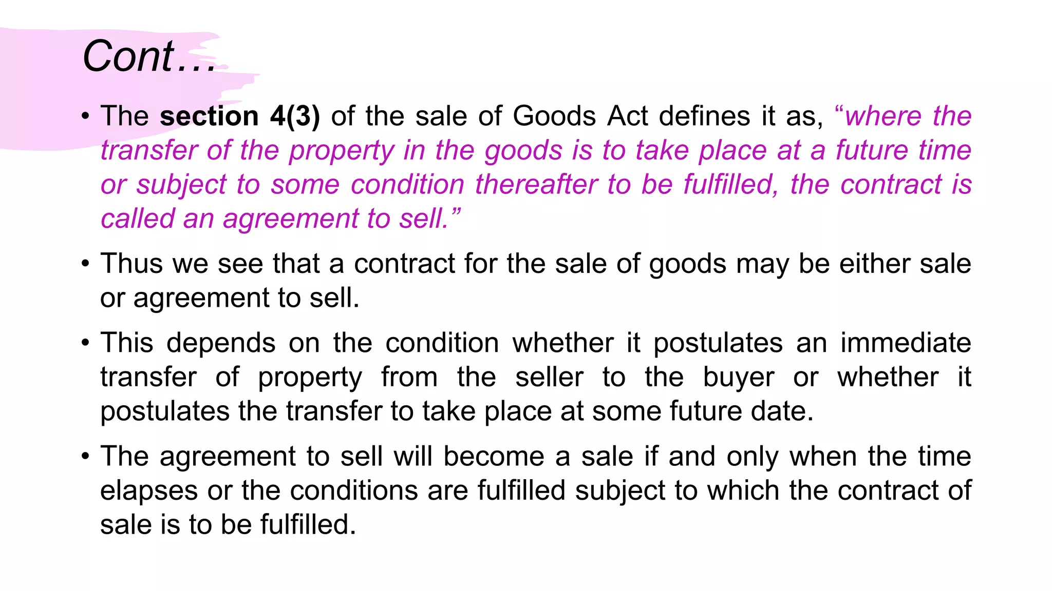 Sales of goods act, 1930 | PPT