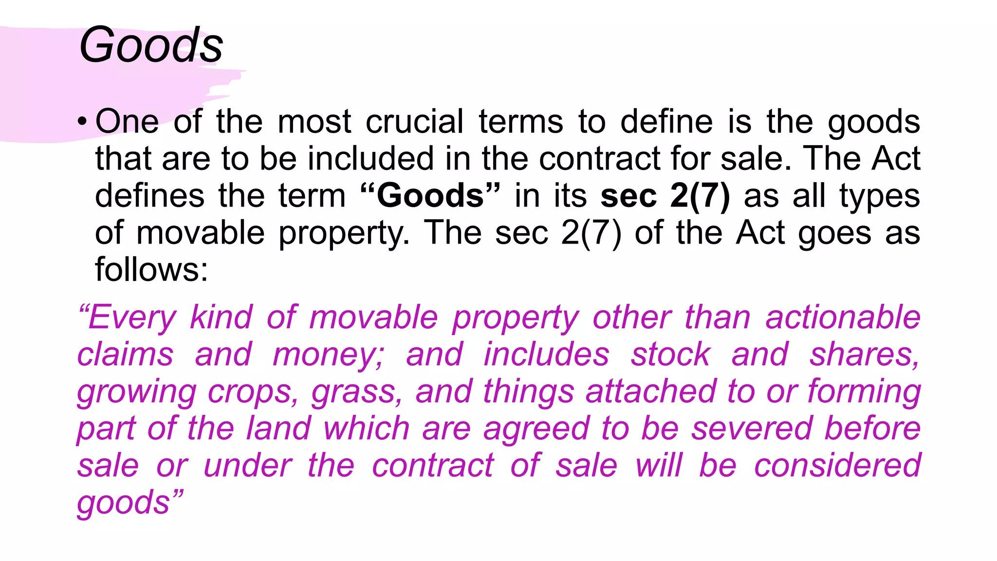 Sales of goods act, 1930 | PPT