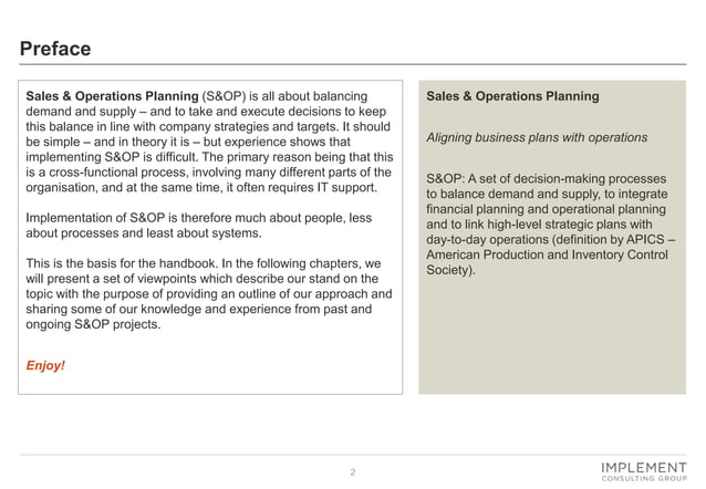 Sales and Operations Planing Handbook | PDF
