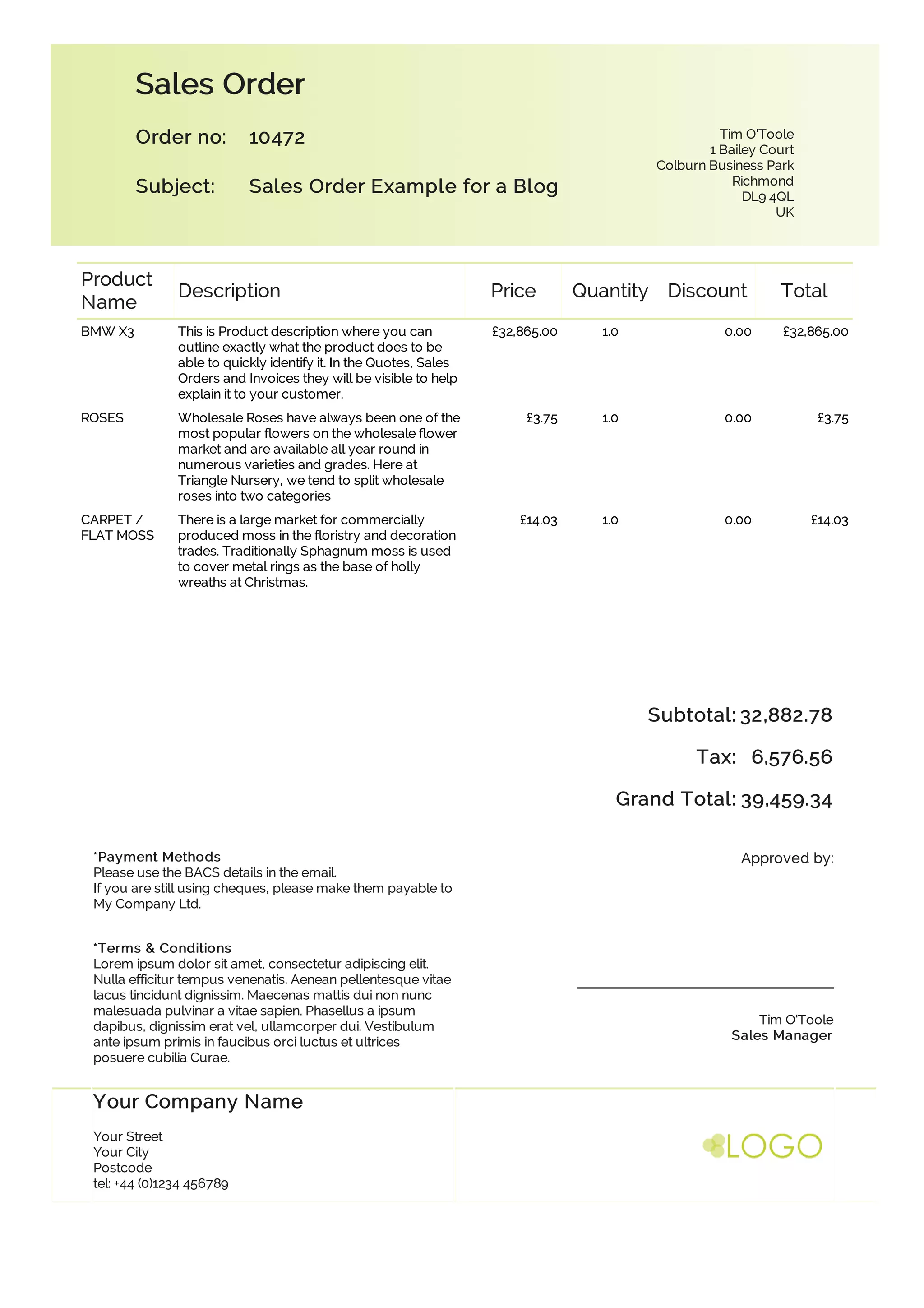 Sales order example | PDF