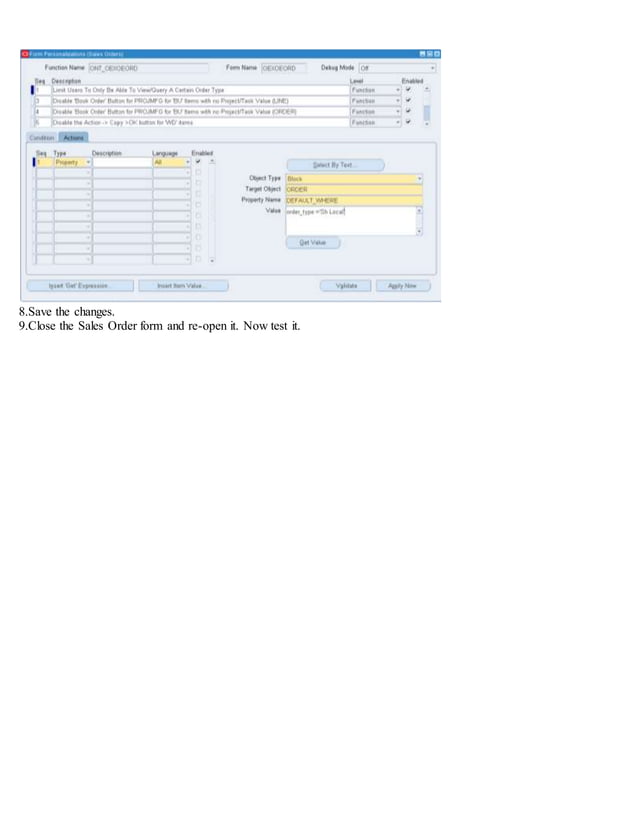 Oracle EBS R12 Sales order personalization | DOCX | Programming Languages | Computing