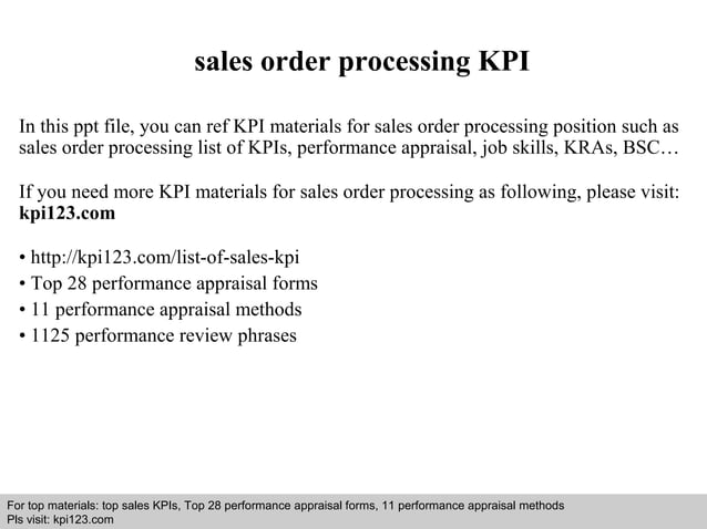 Sales order processing kpi | PPT