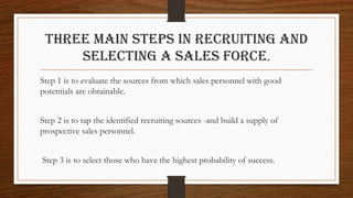 Sales personnel recruitment plan and training program | PPTX