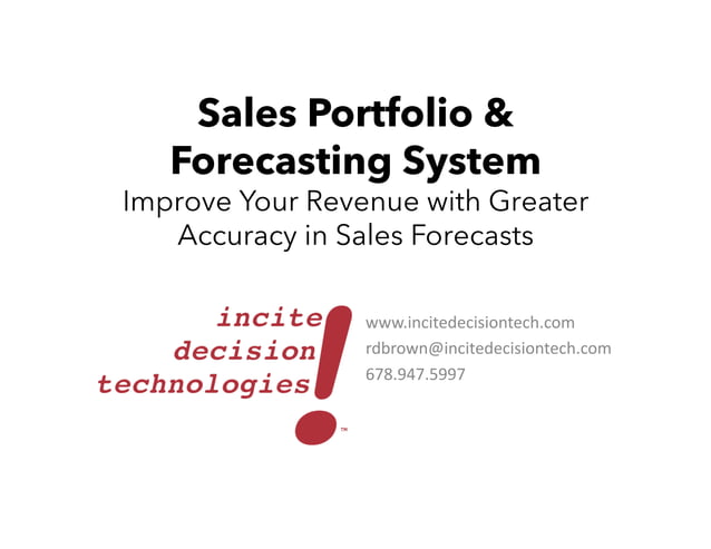 Sales Portfolio & Forecasting System | PPTX