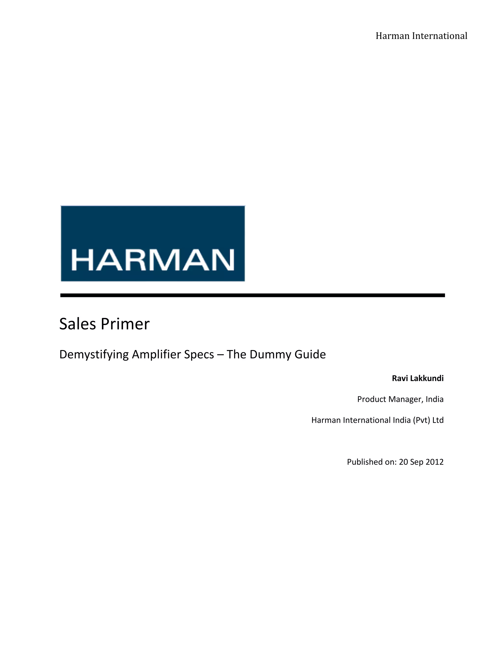 Sales Primer Demystifying Amplifier Specs Pdf