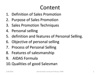 Sales promotion and personal selling | PPTX