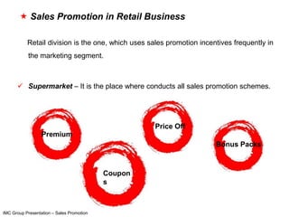 Sales promotion (imc group presentation) | PPTX