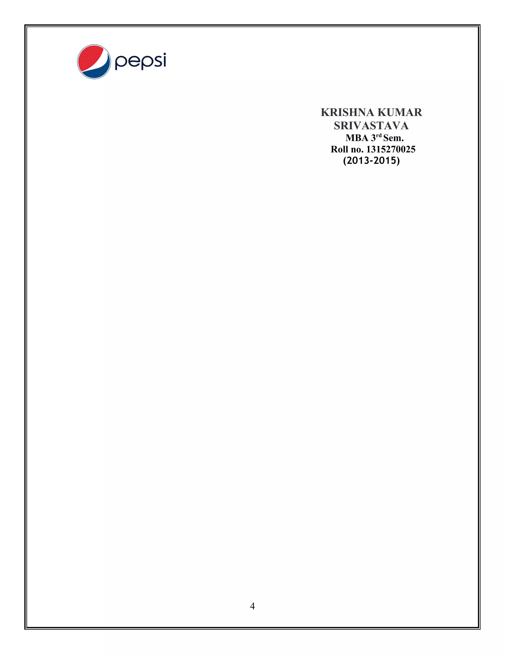 Sales & promotion of pepsi | DOC | Business Administration | Business