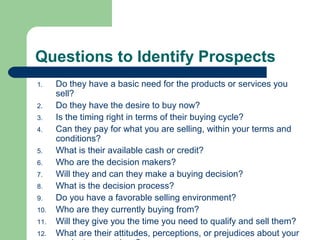 Sales Prospecting - Prospecting for Customers & Qualifying the Customer ...