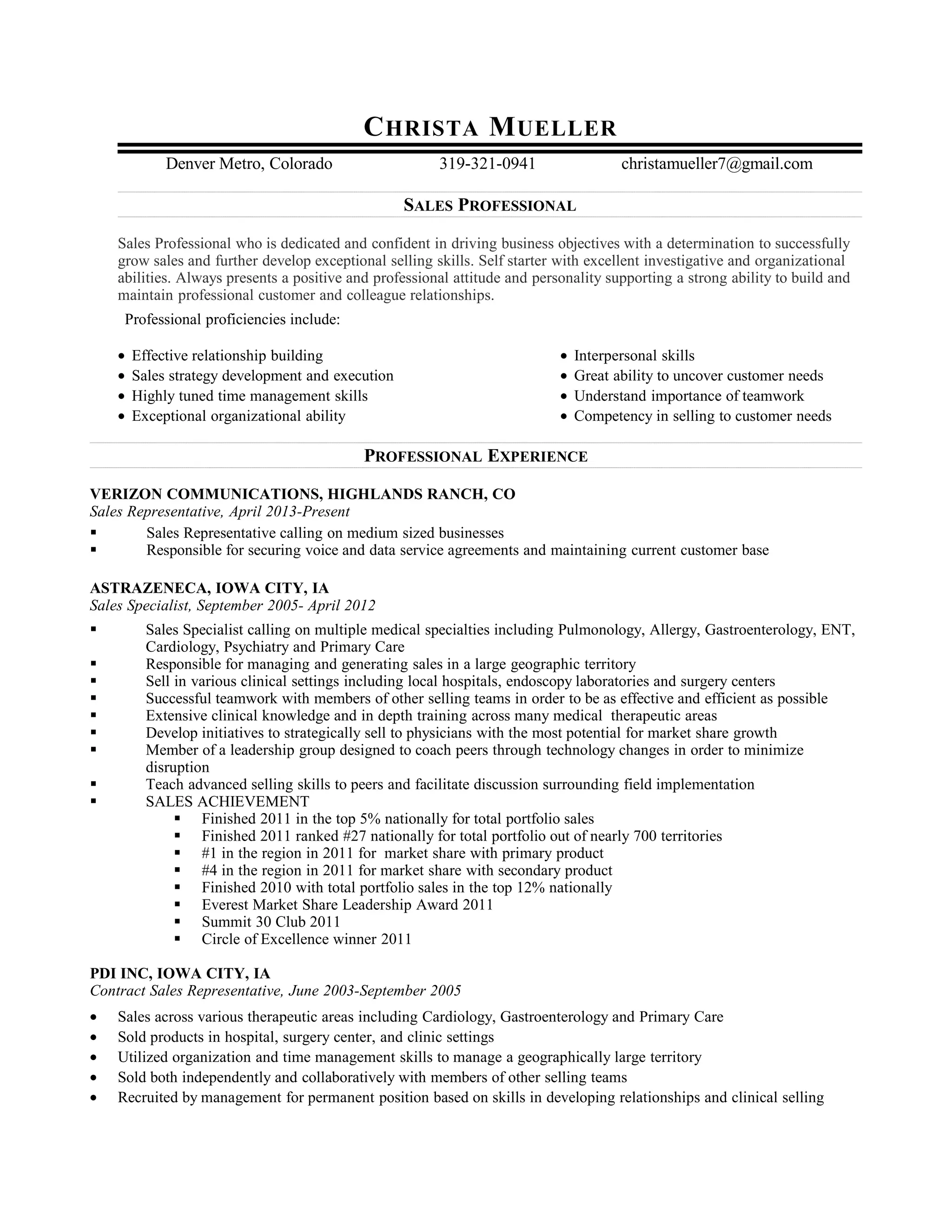 Sales Resume 2013 | PDF