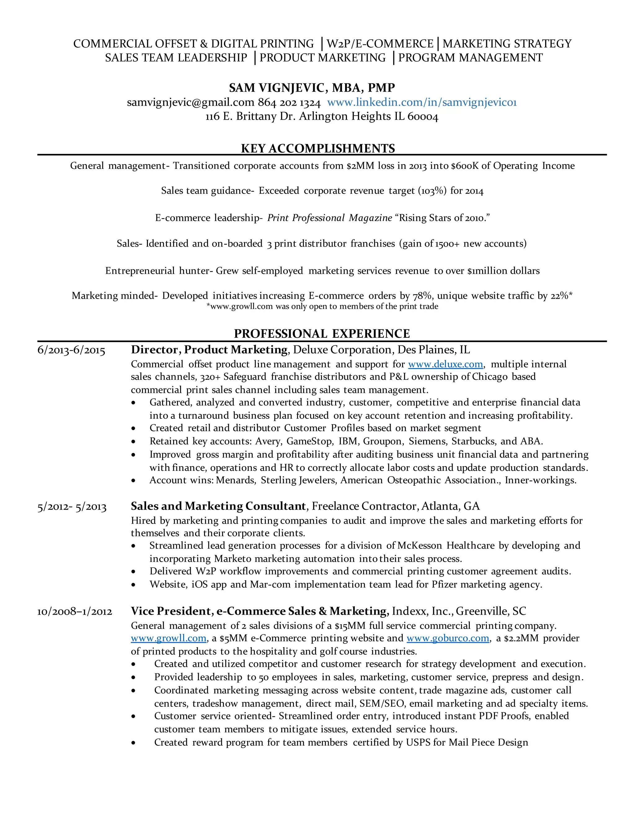 Account Sales and Marketing Director Resume | DOCX