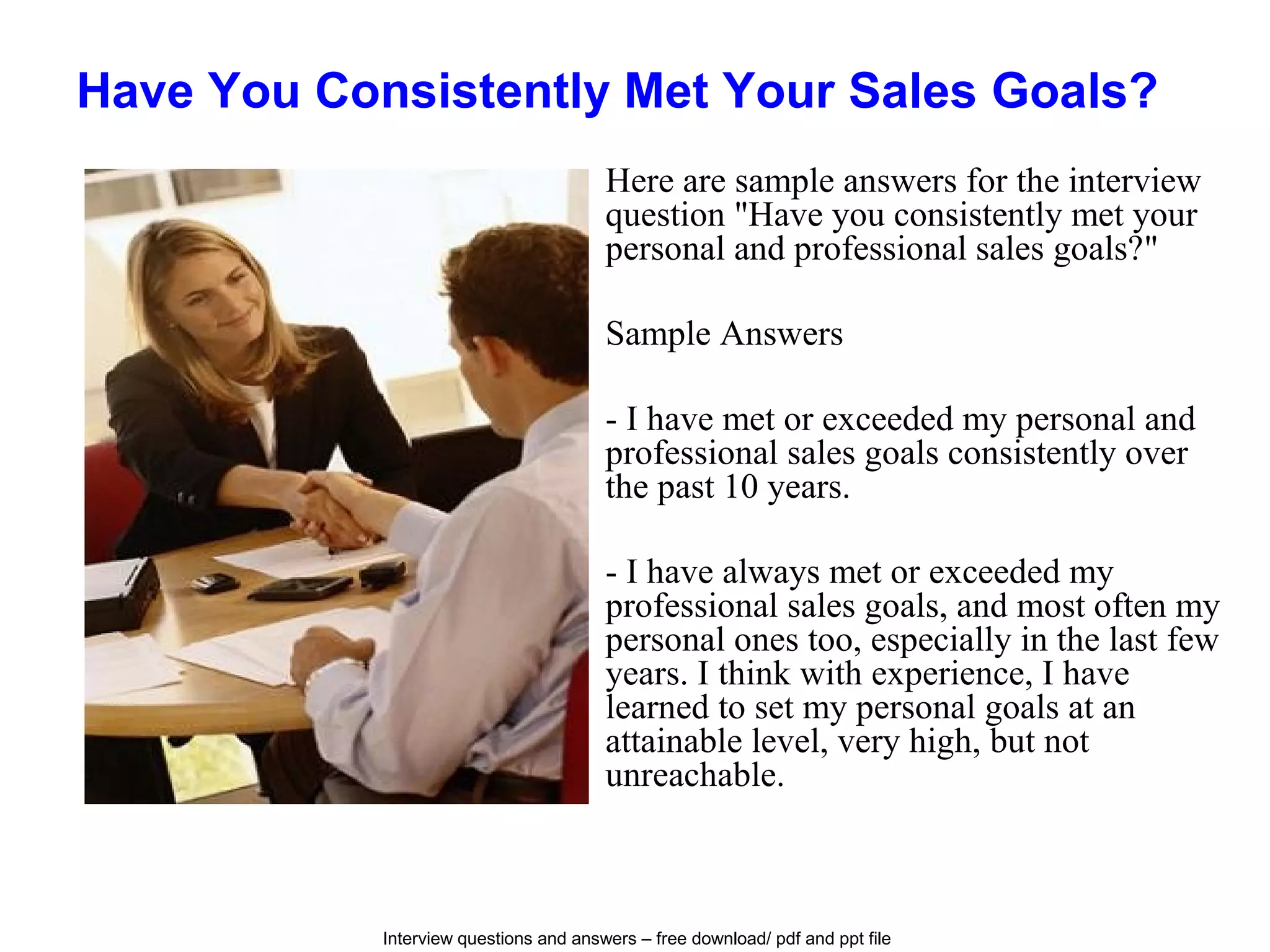Sales scenario interview questions | PPT