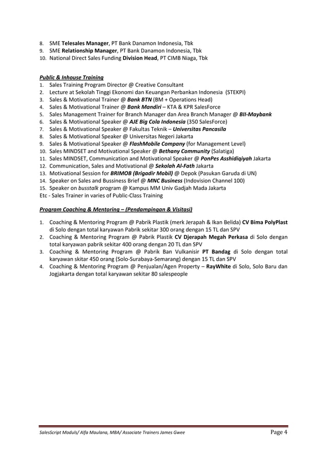 Sales script moduls | PDF