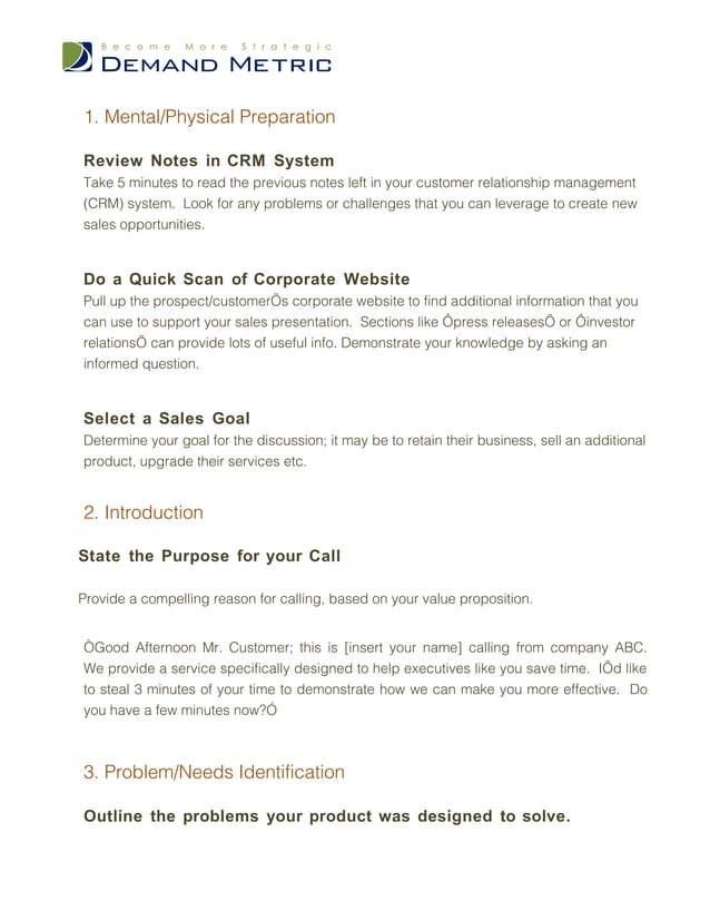 Sales Script Template | DOC